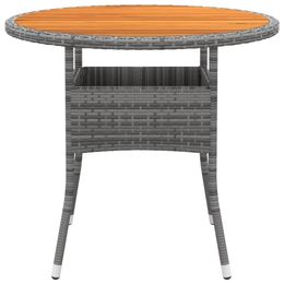 vidaXL Gartentisch Ø80x75 cm Akazienholz und Poly Rattan Grau