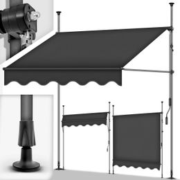 tillvex Balkonmarkise 350 cm Anthrazit Gelenkarm Markise Klemmmarkise Sonnenmarkise Balkon ohne Bohren