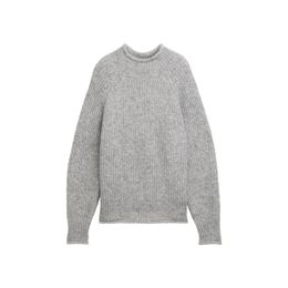 Tom Tailor Denim Damen Relaxed Pullover mit Stehkragen, grau, Melange Optik, Gr. XXL