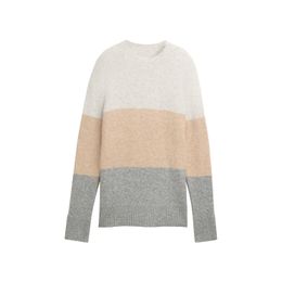 Tom Tailor Denim Damen Strickpullover mit Colour Blocking, grau, Colour Blocking, Gr. XXL