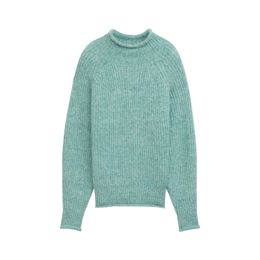 Tom Tailor Denim Damen Relaxed Pullover mit Stehkragen, grün, Melange Optik, Gr. XXL