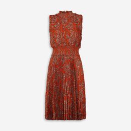 TK Maxx Orangefarbenes plissiertes Midikleid mit Muster