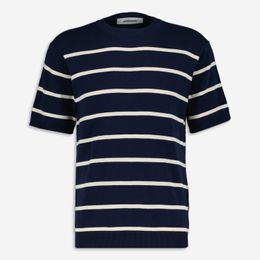 TK Maxx Dunkelblaues T-Shirt aus Strick mit Streifenmuster