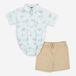 TK Maxx 2-teiliges blau-beiges Set aus Body und Shorts