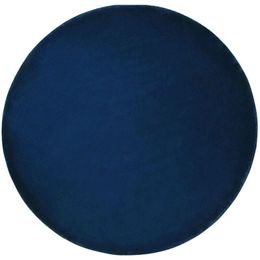 Beliani Teppich Marineblau Viskose Baumwolle 140 x 140 cm Kurzflor Glatt Handgewebt Rund Wohnzimmer Schlafzimmer