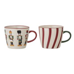 Bloomingville Jolly Becher, Weihnachtsbecher Set, Ø 9xH8 cm, 2er