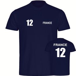 multifanshop® Herren T-Shirt - France - Trikot 12 - Druck weiß