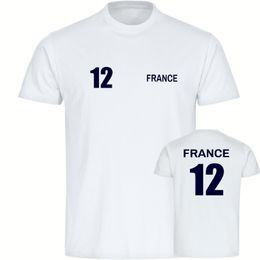 multifanshop® Kinder T-Shirt - France - Trikot 12 - Druck navi