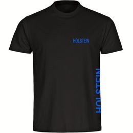 multifanshop® Herren T-Shirt - Holstein - Brust & Seite - Druck blau