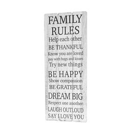 MCW Wandschild Familienregeln, Holzschild Dekoschild, Shabby-Look Vintage 76x31cm