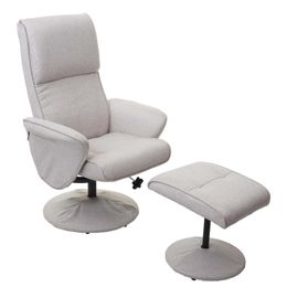 MCW Relaxsessel Stockholm, Fernsehsessel Relaxliege TV-Sessel mit Hocker ~ Stoff/Textil, creme-beige