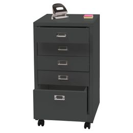 Rollcontainer MCW-L49, Schubladenschrank Stahlschrank Aktenschrank, Metall 75x40x41cm 5 Schubladen ~ dunkelgrau