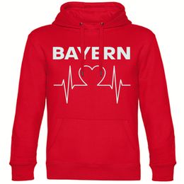 multifanshop® Kapuzen Sweatshirt - Bayern - Herzschlag - Druck weiß