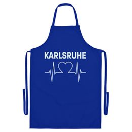 multifanshop® Grillschürze - Karlsruhe - Herzschlag - Druck weiß