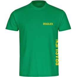 multifanshop® Kinder T-Shirt - Brasilien - Brust & Seite - Druck gelb