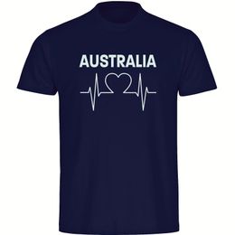 multifanshop® Herren T-Shirt - Australia - Herzschlag - Druck weiß