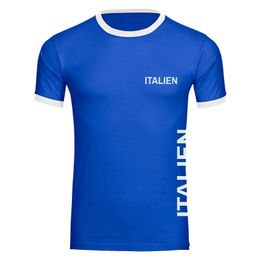 multifanshop® Kontrast T-Shirt - Italien - Brust & Seite - Druck weiß