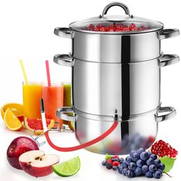 TecTake® Dampfentsafter, 7-teilig, aus Edelstahl mit Glasdeckel, induktionsgeeignet und spülmaschinenfest, Ø 26 cm