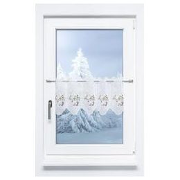 Scheibengardine Plauener Spitze - Haus " (Bx H) 128.80cm * 30cm" Braun/graubraun