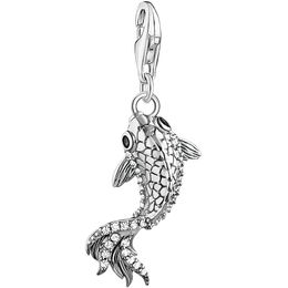 Charm-Einhänger Thomas Sabo "Koi mit Zirkoniasteinen, 2170-643-21" Charms schwarz-weiß (silberfarben-schwarz-weiß + schwarz-weiß) Damen mit Zirkonia (synth.)