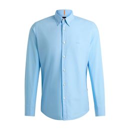 Langarmhemd BOSS Orange "Relegant_6_M" Gr. 6XL, N-Gr, blau (open blue460) Herren Hemden mit BOSS Stickerei