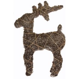 Weihnachtsfigur MyFlair MÖBEL & ACCESSOIRES "Weihnachtsdeko", braun (braun, altgoldfarben), B:33cm H:40cm T:12cm, Geflecht Rattan, Dekofiguren, LED Rentier