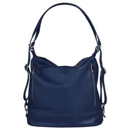 Cityrucksack Samantha Look Gr. B/H/T: 34cm x 31cm x 15cm, blau Rucksäcke echt Leder, Made in Italy