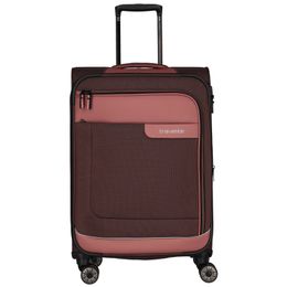 Weichgepäck-Trolley Travelite "VIIA M" Gr. B/H/T: 44cm x 67cm x 29cm 70 l, rosa (frühlingsrose) Koffer Weichschallenkoffer Reisegepäck mittel groß TSA Schloss