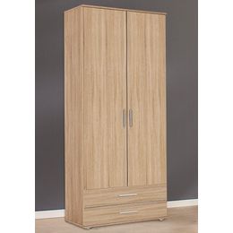 Kleiderschrank Rauch "Rasa" Schränke Gr. B/H/T: 85cm x 188cm x 52cm, ohne Spiegel, 2 St., braun (struktureichefarben hell) wahlweise mit oder ohne Spiegel