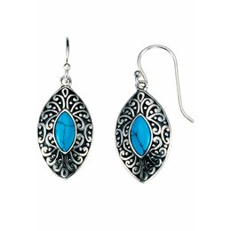 Paar Ohrhänger Firetti "Schmuck Geschenk Silber 925 Ohrschmuck Ohrhaken Edelstein" Ohrringe Gr. Silber 925 (Sterlingsilber), blau (silber, 925, türkis, schwarz, türkis) Damen mit Türkis (rec.)