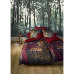 Wendebettwäsche Fleuresse "Bed Art S 3759", rot (rubin), B/L: 200cm x 220cm, , Mako-Satin, B/L: 80cm x 80cm & 80cm x 80cm, Mako-Satin, Obermaterial: 100% Baumwolle, Bettwäsche