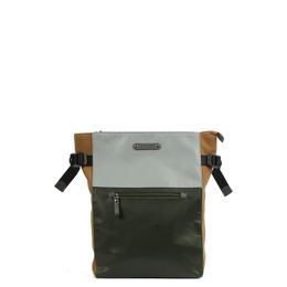 Laptoprucksack 7CLOUDS "Belis 7.1" Gr. B/H/T: 27cm x 37cm x 9cm, grün (grün, grau, khaki), Polyethylen, Tarpaulin, Rucksäcke, mit recyceltem PET