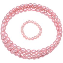 Schmuckset Firetti "Multipack Schmuck Geschenk Ring Wickelarmband" Schmuck-Sets pink Damen Made in Germany - mit Süßwasserzuchtperlen