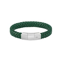 Lederarmband Lacoste "ROKEL, 2040284, 2040285" Armbänder Gr. Leder-Edelstahl, grün (grün-edelstahlfarben) Herren