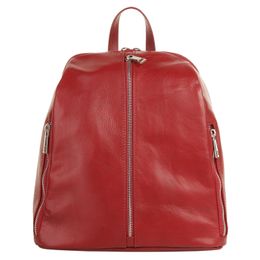 Cityrucksack Samantha Look Gr. B/H/T: 30cm x 20cm x 5cm, rot, Rindsleder, Leder, unifarben, Rucksäcke, echt Leder, Made in Italy