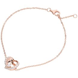 Armband Smart Jewel "Herz mit Zirkonia, rosé vergoldet, Silber 925" Armbänder Gr. 19 cm, Silber 925 (Sterlingsilber), rosegold (rosé vergoldet) Damen