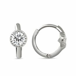 Paar Creolen dKeniz "Silber 925 rhodiniert mit Zirkonia weiß" Ohrringe Gr. ONE-SIZE, Silber 925 (Sterlingsilber), silberfarben (silber, weiß) Damen Klappcreolen Ohrschmuck