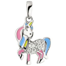 Ketten-Anhänger Jobo "Anhänger Einhorn" Schmuckanhänger Gr. Silber 925 (Sterlingsilber), silberfarben (silber 925) Damen 925 Silber mit 7 Zirkonia