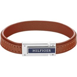 Armband Tommy Hilfiger "SS24 FLAT, 2790559, 2790560, 2790561" Armbänder Gr. Leder-Edelstahl, braun (hellbraun, edelstahlfarben) Herren mit Emaille