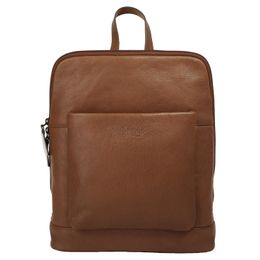 XZONE Cityrucksack X-ZONE "RFID" Gr. B/H/T: 27 cm x 34 cm x 7 cm, braun (cognac) Rucksäcke echt Leder