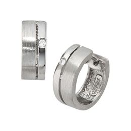 Paar Creolen Jobo Ohrringe Gr. Silber 925 (Sterlingsilber), silberfarben (silber 925) Damen rund 925 Silber mit Zirkonia