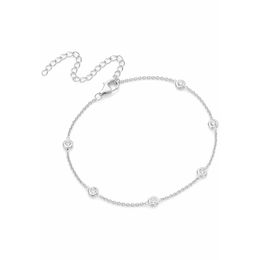 Fußkette Firetti "Schmuck Geschenk Silber 925 Körperschmuck Ankerkette" Fußkettchen Gr. Silber 925 (Sterlingsilber), silberfarben (silber, 925, weiß) mit Zirkonia (synth.)