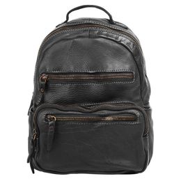 Cityrucksack CLUTY Gr. B/H/T: 27 cm x 24 cm x 6 cm, schwarz Rucksäcke echt Leder, Made in Italy