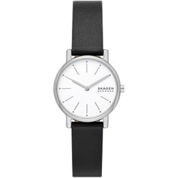 Quarzuhr Skagen "SIGNATUR LILLE, SKW3120" Armbanduhren schwarz Damen Armbanduhr, Damenuhr, analog, Lederarmband