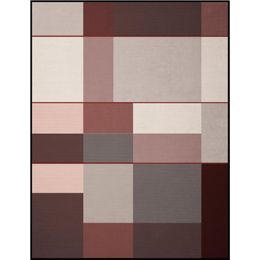 Wohndecke Biederlack "Grid", schwarz (schwarz, grau, rose), B:220cm L:240cm, Baumwolle, Polyacryl, Polyester, Wohndecken, Karo mit eleganter Farbkombination