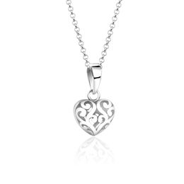 Kette mit Anhänger NENALINA "Herz Ornament Love Liebe 925 Silber" Halsketten Gr. 45, ohne Stein, Silber 925 (Sterlingsilber), Länge: 45 cm, silberfarben (silber) Damen