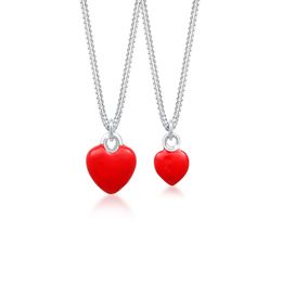 Schmuckset Elli "Set Herz Mutter Kind Liebe Emaille 925 Silber" Schmuck-Sets Gr. OneSize, rot Damen