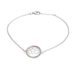 Armband Smart Jewel "Lebensbaum regenbogenfarben, Silber 925" Armbänder Gr. 19 cm, Silber 925 (Sterlingsilber), bunt Damen