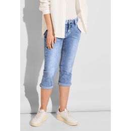 3/4-Jeans Street One, Damen, Gr. 28, N-Gr, blau (sky blau random wash), Jeans, Obermaterial: 90% Baumwolle, 8% Polyester, 2% Elasthan, unifarben, casual, regular fit 3/4-Länge, Jeans, mit Stretch