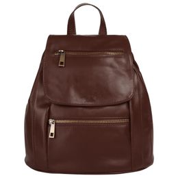 Cityrucksack Samantha Look Gr. B/H/T: 24 cm x 27 cm x 11 cm, braun Rucksäcke echt Leder, Made in Italy